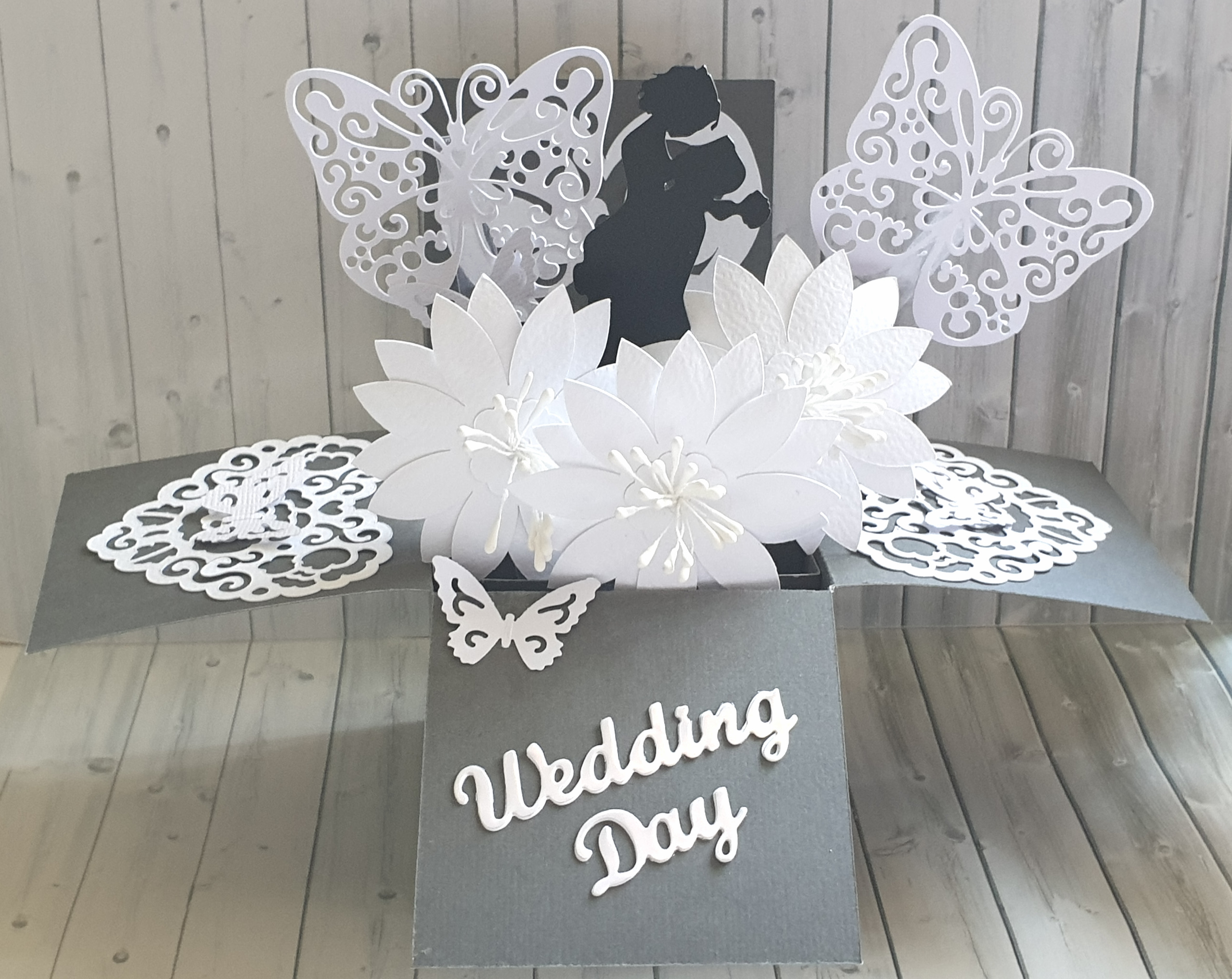 Wedding Day Pop Up Card with white - Handmade personalised greeting ...