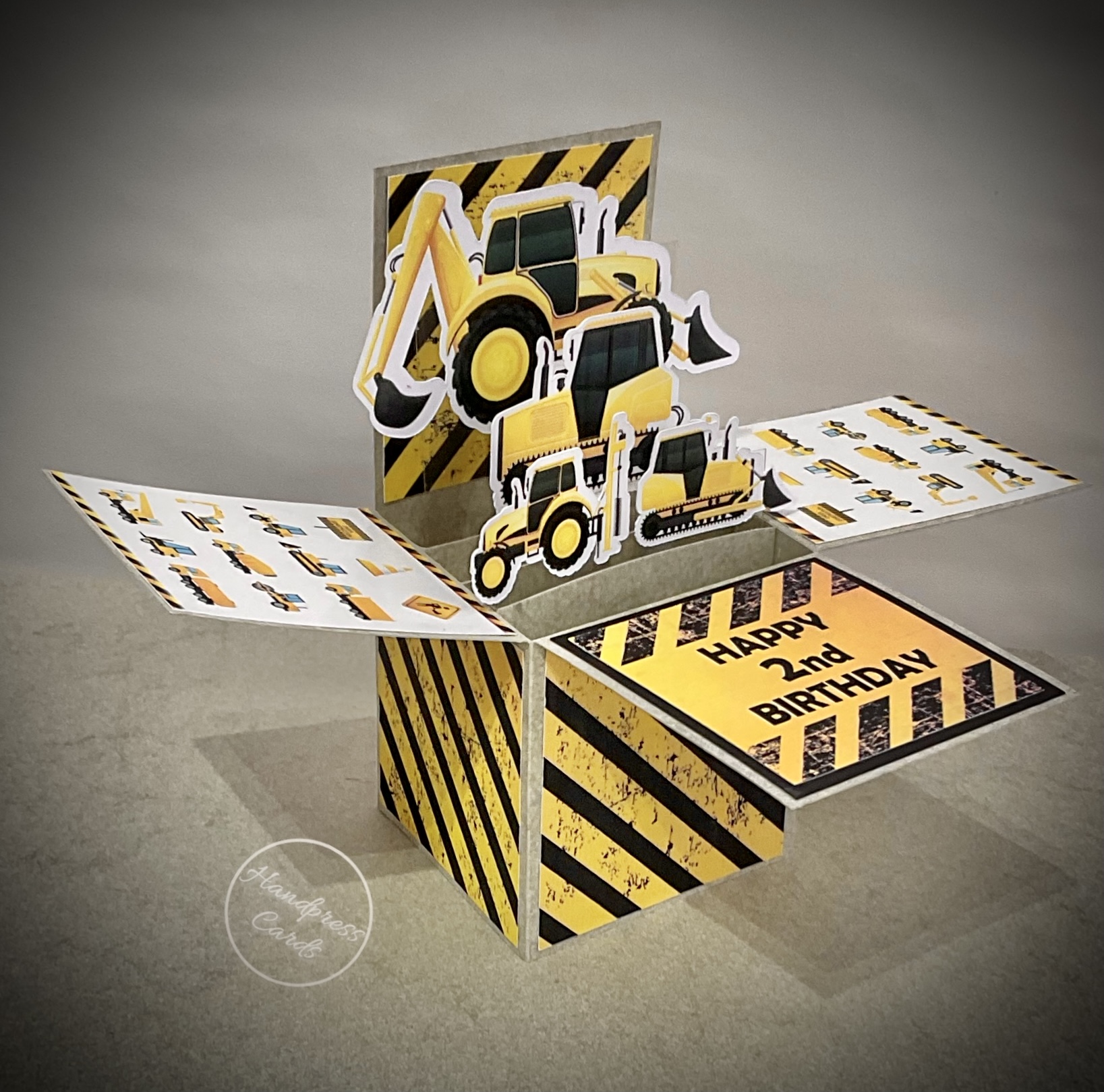 Diggers Age Birthday Pop up card - Handmade personalised greeting cards ...